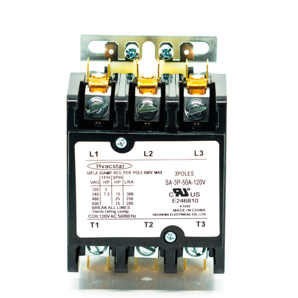 Contactor de proposito definido, 3 polos, 50 amp, terminales de caja c – Utter